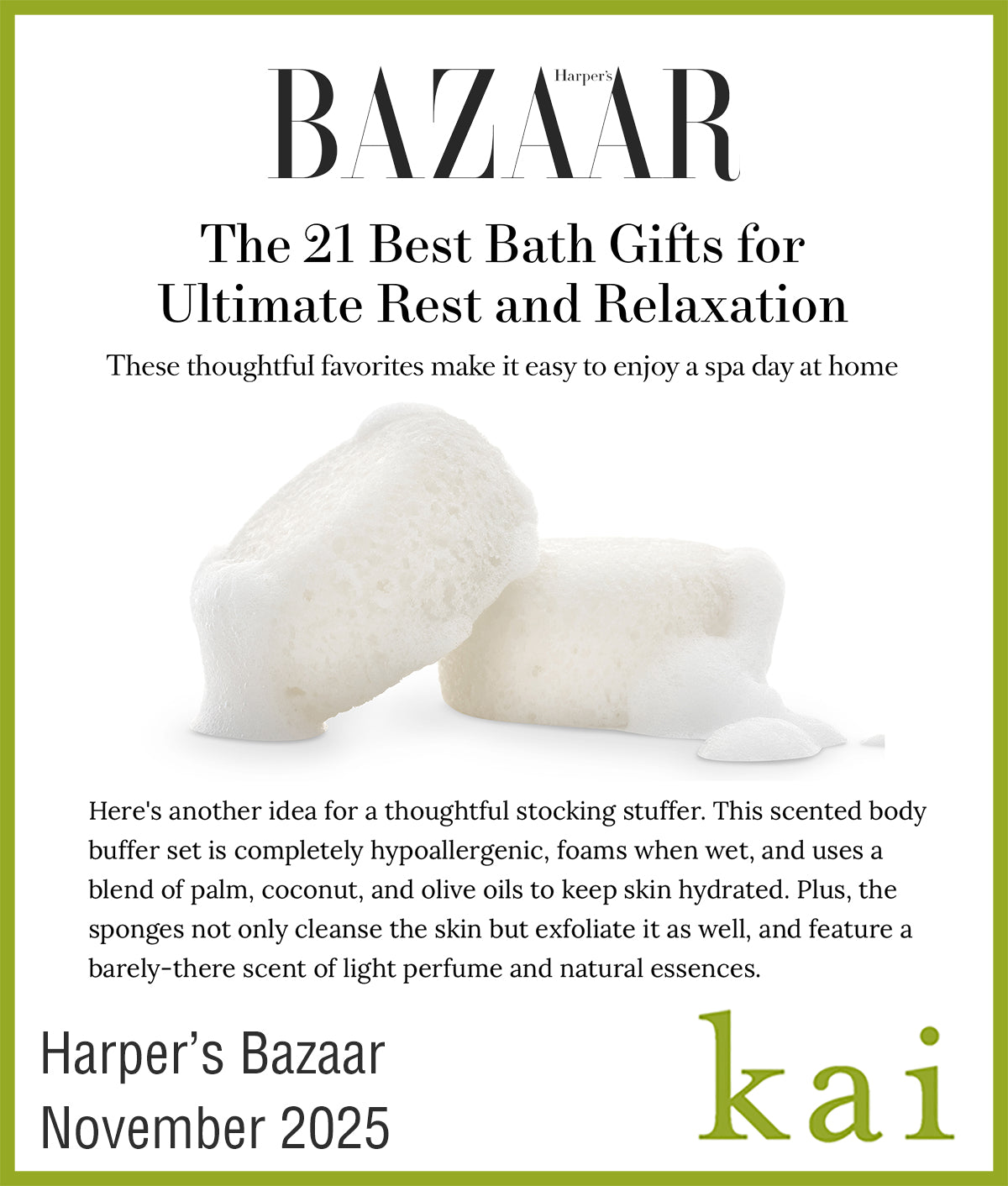 best bath gift - kai body buffer - harper's bazaar - november 2025 ...