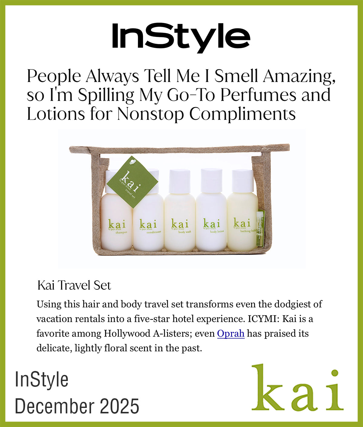 kai travel set - instyle - december 2025 – kai fragrance